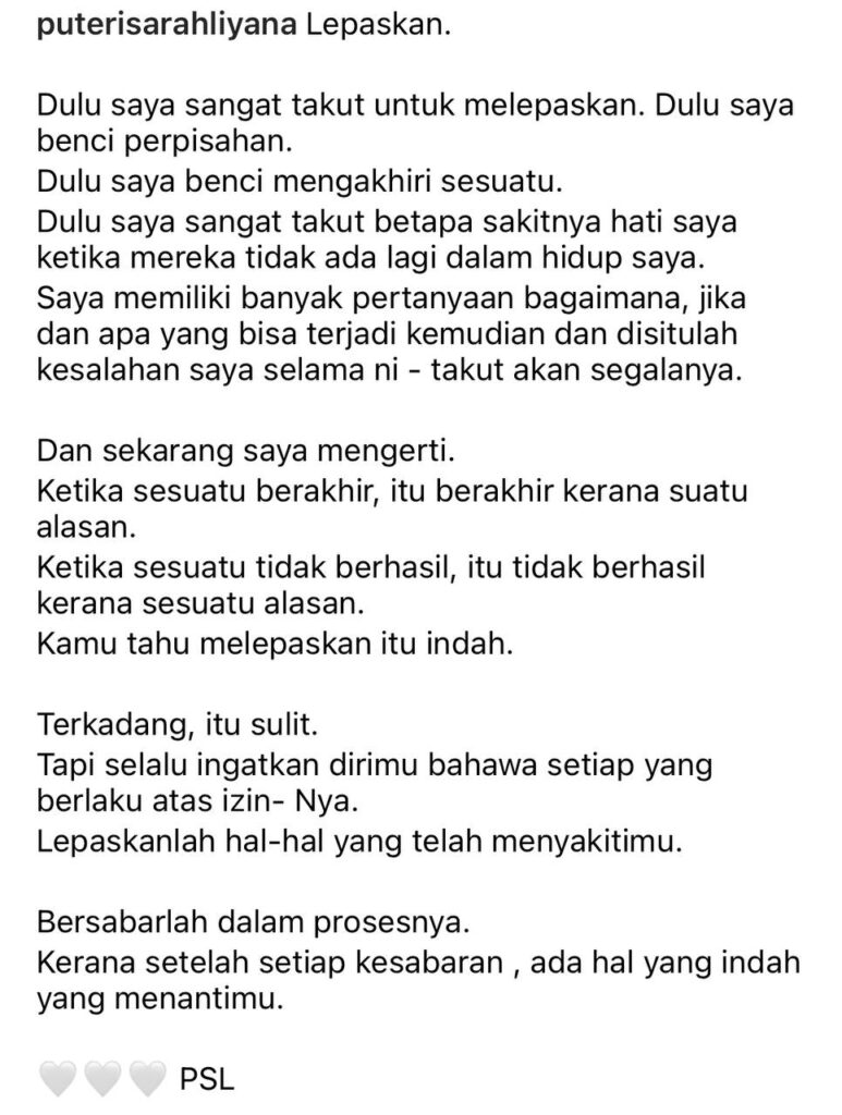 “Dulu Saya Takut Melepaskan, Benci Perpisahan,” - Puteri Sarah Sedia Mula Hidup Baru