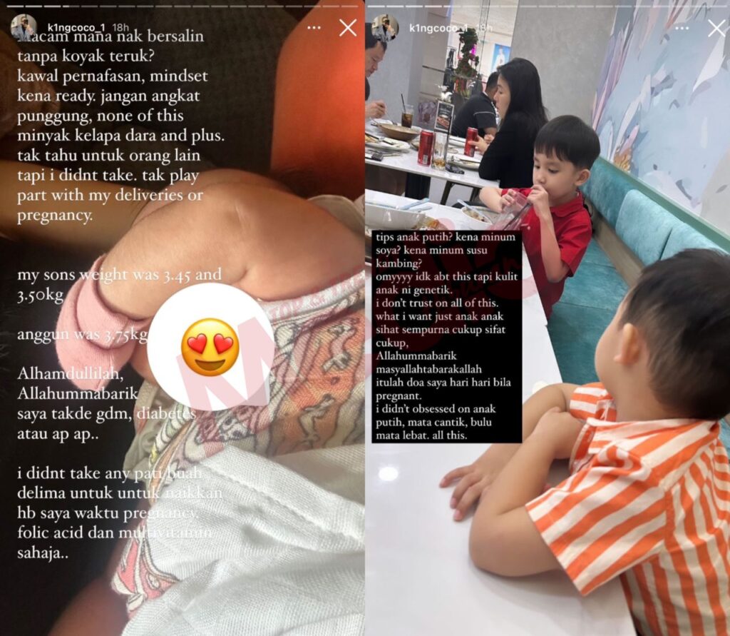 King Coco Dedah Berat Anak Ketiga 3.75Kg, Kongsi Tips Bersalin Tanpa Koyak Teruk & Amal Saffron