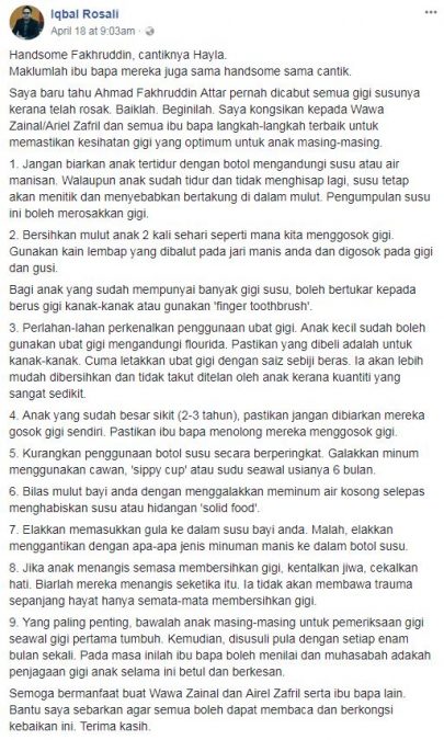 Gigi Anak Wawa Zainal Reput , Doktor Gigi Kongsi Punca Dan Tips - Media ...